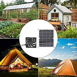 10W 6V Solar Panel Fan Kit 3000 Rpm Silicon Plastic Solar Panel Fan Solar Exhaust Fan Portable Fan for Household Greenhouse Pet, No Power Storage