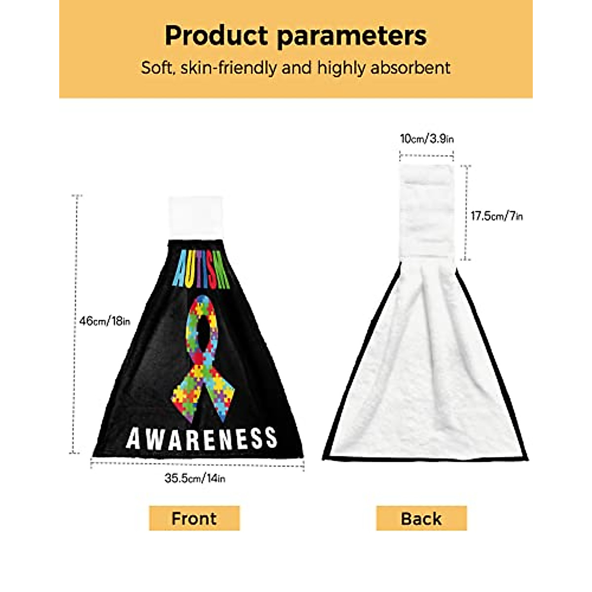 Autism Awareness Kitchen Hand Towels, 18x14 Inches Water Absorbent Hand Towel for Kitchen Decoration, Set of 2 Polyester Soft Hand Towels for Bathroom Decor Modern Inspiration Puzzle Pieces