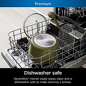 Ninja CW202GN Foodi NeverStick PossiblePot, Premium Set with 7-Quart Capacity Pot, Roasting Rack, Glass Lid & Integrated Spoon, Nonstick, Durable & Oven Safe to 500°F, Olive Green