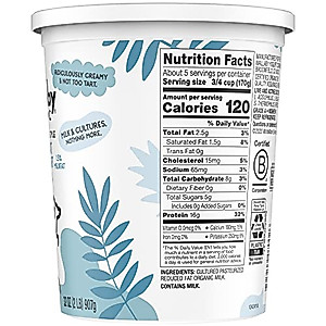 Wallaby Organic Aussie Greek Low Fat Yogurt, Plain, 32 oz. USDA Organic
