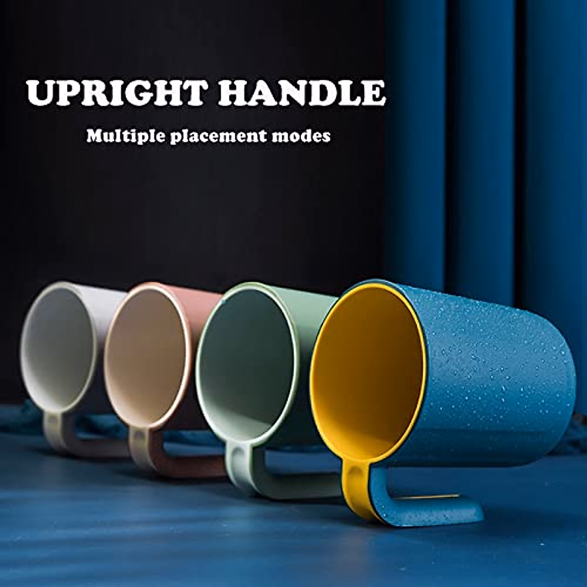 GEJIA Plastic Reusable Coffee Mugs with Handles，Stackable Unbreakable Coffee Cups Set of 4-16.5 Ounce Cups for Cocoa, Milk, Tea or Water, Drinking Cup for Kids & Adult, Dishwasher and Microwave Safe