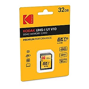Kodak 32GB Class 10 UHS-I U1 SDHC Memory Card (5-Pack) Bundle with All-in-One USB Card Reader (6 Items)