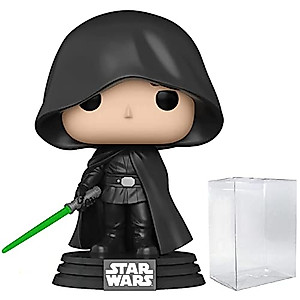POP Star Wars: The Mandalorian - Luke Skywalker Glow-in-The-Dark Exclusive Funko Vinyl Figure (Bundled with Compatible Box Protector Case), Multicolor, 3.75 inches