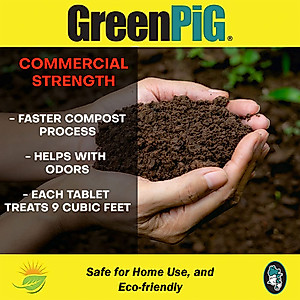 GREEN PIG Commercial Strength Compost Accelerator Converts Yard Waste to Fertile Humus in 30 Days and Helps Control Odors Associated with Compost Piles, 1 Box (12 Dissolvable Tablets)