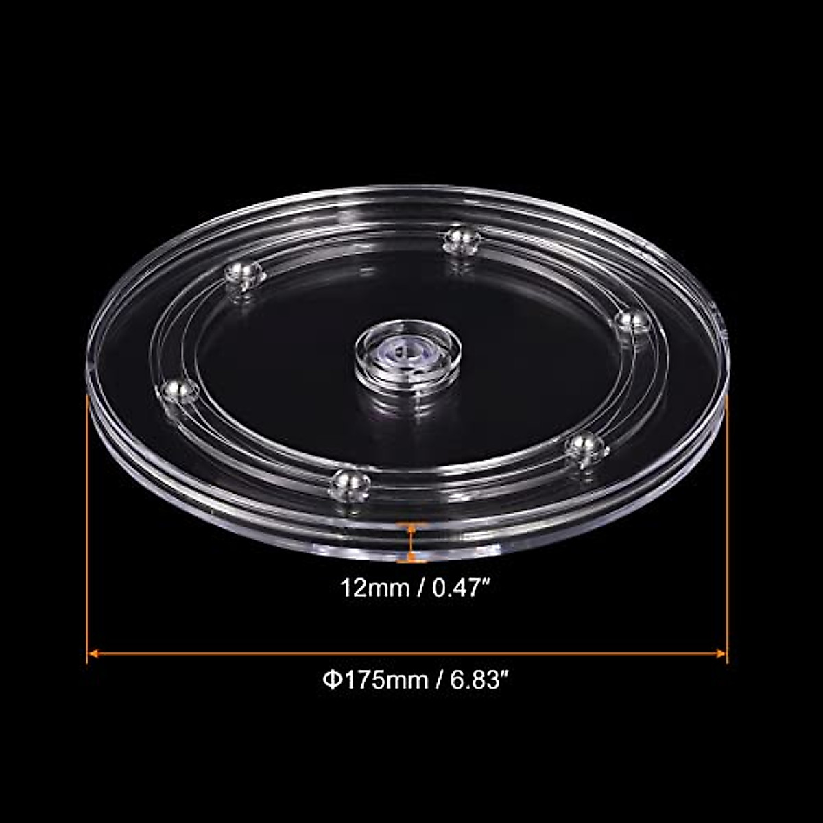 MECCANIXITY 7inch Rotating Swivel Stand with Steel Ball Bearings Lazy Susan Base Turntable for Kitchen Corner Cabinets, Clear