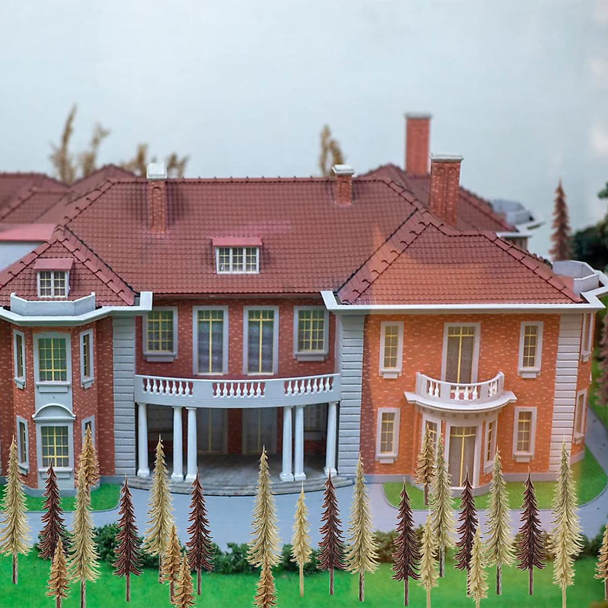 LUEYAO Mini Model Miniature Trees Mixed Train Scenery Architecture Trees Fake Trees for DIY Crafts Building Model Scenery Landscape Brown 1.8-3.9 inch 48 PCS