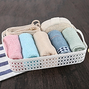 Loiycg 6-Pack Plastic Storage Basket Tray, Large Organizer Basket, White