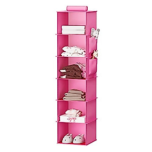YOUDENOVA Hanging Closet Organizer, Closet Hanging Storage Shelves (Pink)