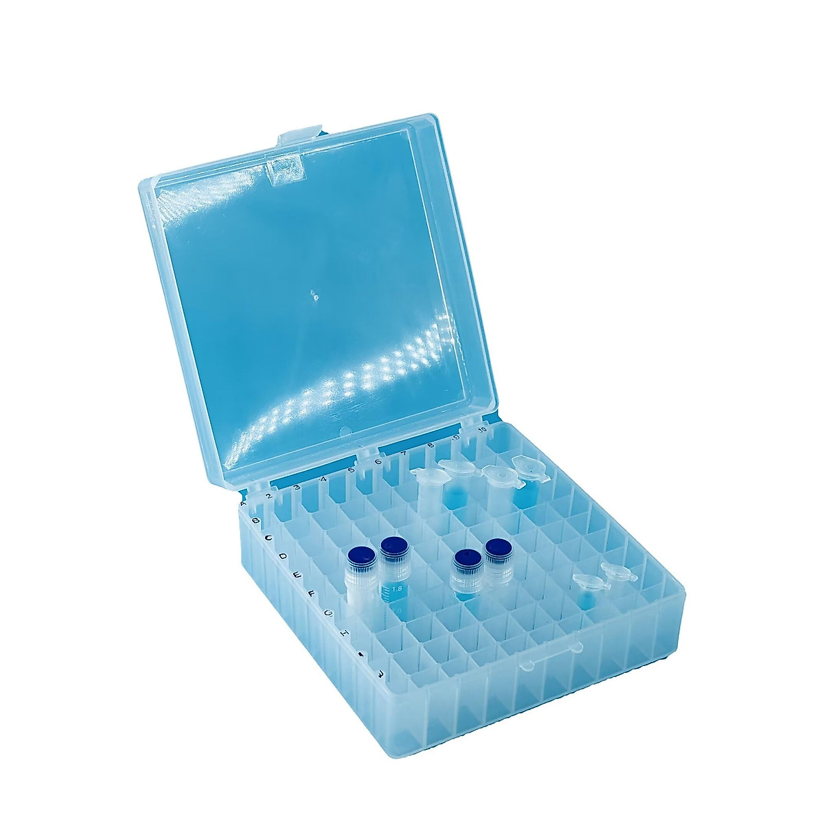 LUERFLEX 100 Well Cryobox Micro Centrifuge Tube Cryogenic Storage Box with Associated Color Lids Pack of 5