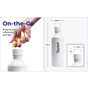 Tepist ThirtyO 30oz Stainless Steel Bottle Compatible with Sodastream Machines | Powder Coated White | Vacuum Sealed | Double Walled | Leak-Proof | Easy to Carry | Reusable Bottle