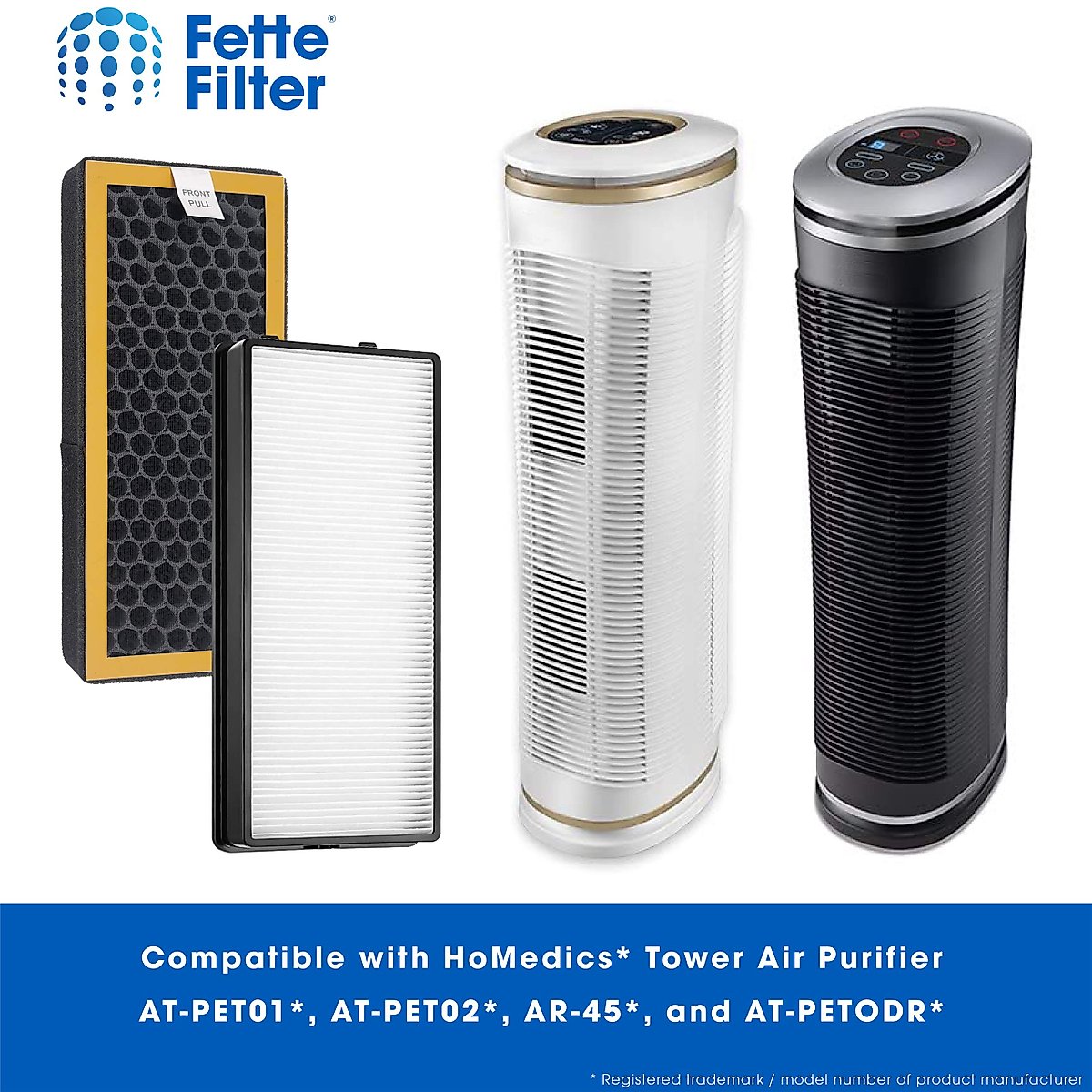Fette Filter - 2 HEPA and 2 Activated Carbon Filters Compatible with TotalClean PetPlus. Compare to Part # AT-PET01, AT-PET02, at-PETODR. Combo Pack