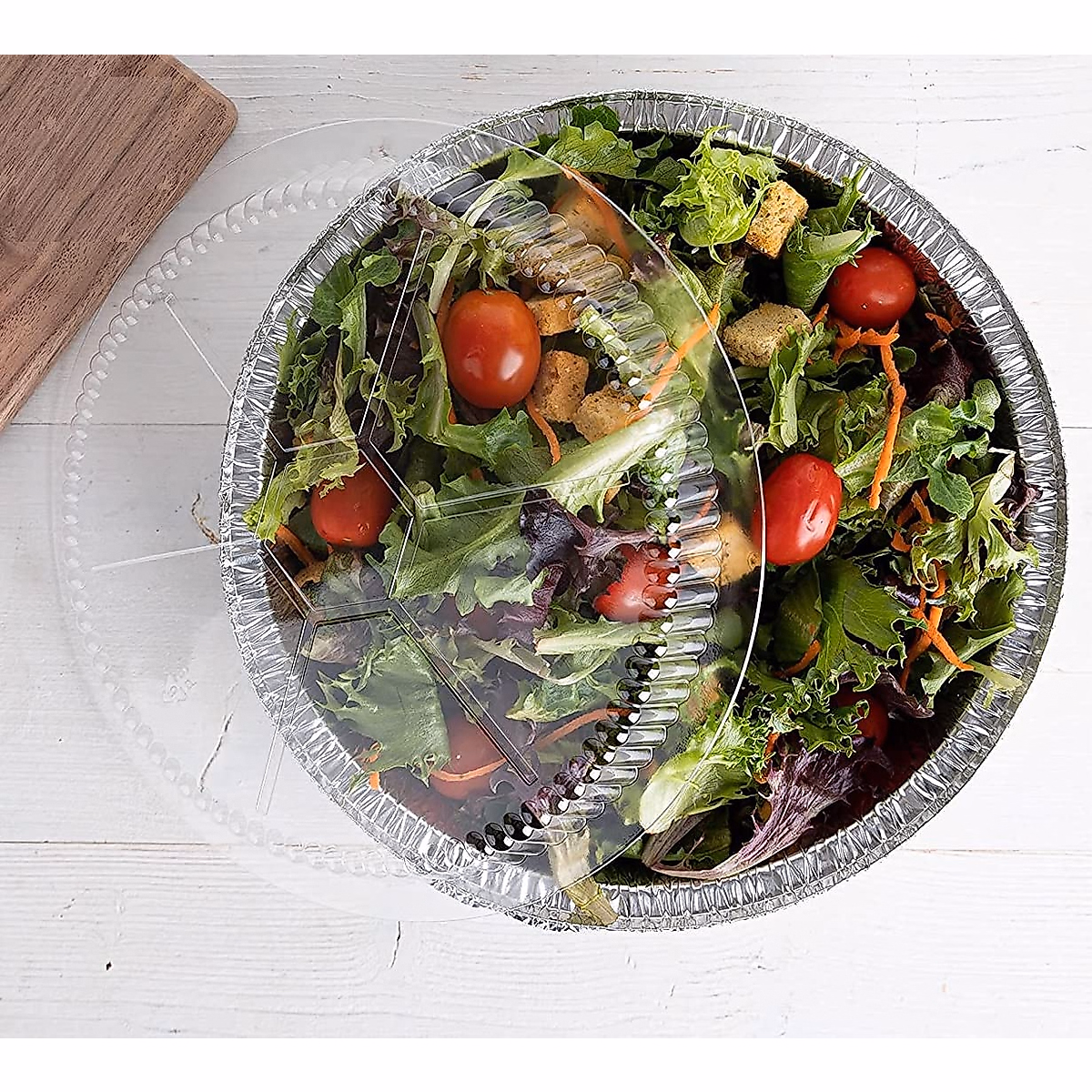 Mr Miracle Pack of 40 Disposable Aluminum Foil Pans with Clear Lids –8 Inch Circular Aluminum Pans, Ideal for Baking, Storing, Heating, Serving - Round Foil Pans with Lids