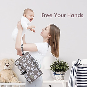 Portable Baby Diaper Changing Pad, hogardeck Waterproof Travel Changing Table Pad for Newborn, Extended Cushioned Changing Mat with Head Pillow and Baby Stuff Pockets, Baby Shower Gifts