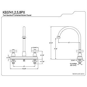 Kingston Brass KB3745PX Restoration 8-inch Centerset Kitchen Faucet without Sprayer, Oil Rubbed Bronze
