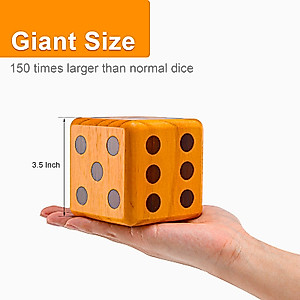 Crobyi Yardzee&Farkle Giant Yard Dice with Collapsible Bucket, 3.5" Giant Wooden Lawn Dice Game for Family. Includes 6 Giant Dice, 2 Scoreboard,2 Marker Pens and Collapsible Bucket.
