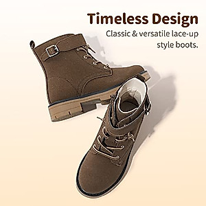 DREAM PAIRS SDBO226K Boys Girls Anckle Combat Boots Brown Size 6 Big Kid