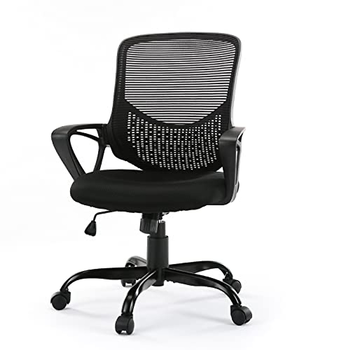 Office Chair Mesh Mid-Back Height Adjustable Swivel Chair Ergonomic Computer Desk Chair with Armrest for Home, Black