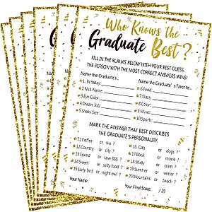 90shine 60Ct Who Knows Graduate Best Graduation Game Cards 2024 2025 - Grad Party Supplies Decorations