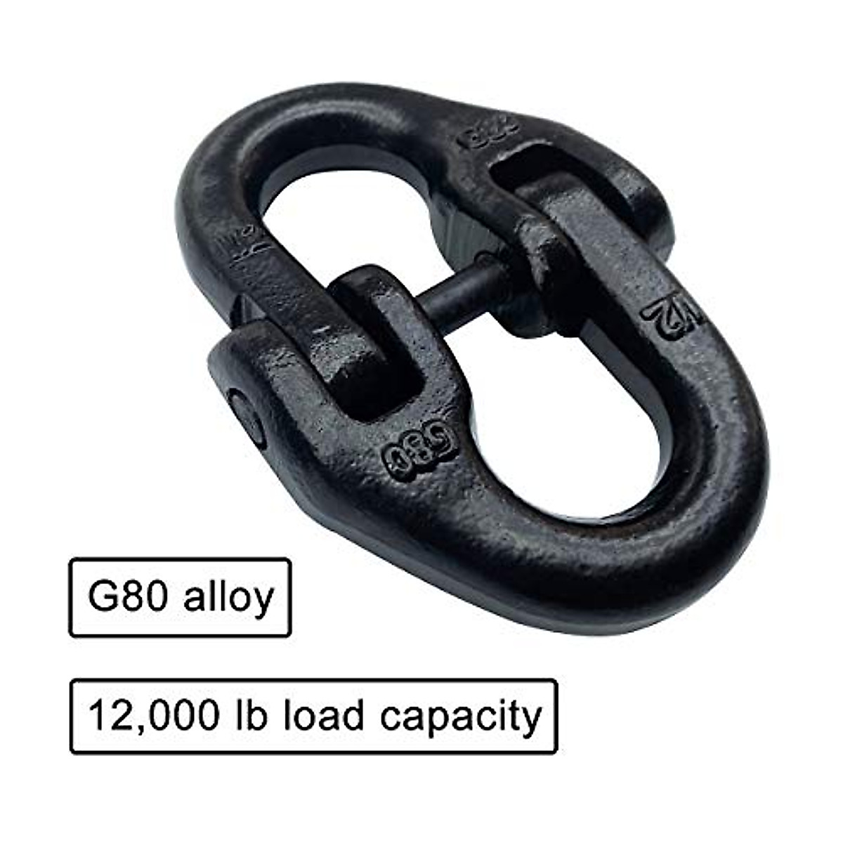 Fivepine 2pc 1/2 inch Tow Hitch Hammer Lock Safety Chain Connector Link Hammerlock Coupling Link Grade 80
