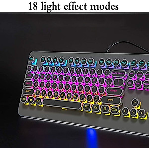 MUMUJJ Wired Retro Mechanical Gaming Keyboard, 18 Backlight Effect, Full Key 108 Keys Keypad for Office Typing and Gaming