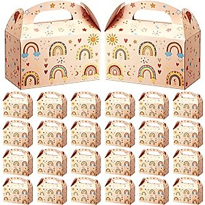 24 Pack Boho Rainbow Party Favor Boxes Rainbow Treat Boxes Paper Rainbow Goody Goodie Bags for Kids Birthday Party Supplies Baby Shower Favor Supplies, 4.7 x 2.36 x 5.12 Inches