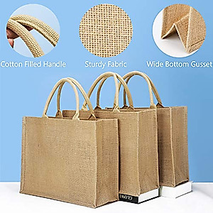 Segarty Tote Bags, 6 Pack Small Burlap Jute Reusable Canvas Gift Favors Bag with handles Blank Totes Bulk for Bridesmaid Wedding, Women Market Grocery Shopping, Bachelorette Party, Beach Trip, DIY