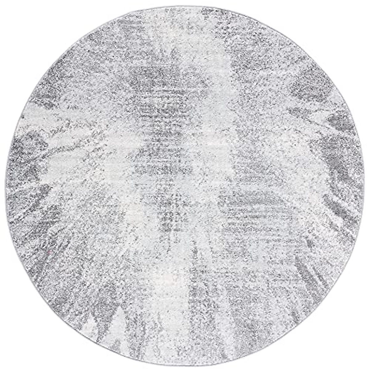 SAFAVIEH Tulum Collection Area Rug - 5' Round, Ivory & Grey, Modern Abstract Design, Non-Shedding & Easy Care, Ideal for High Traffic Areas in Living Room, Bedroom (TUL228A)