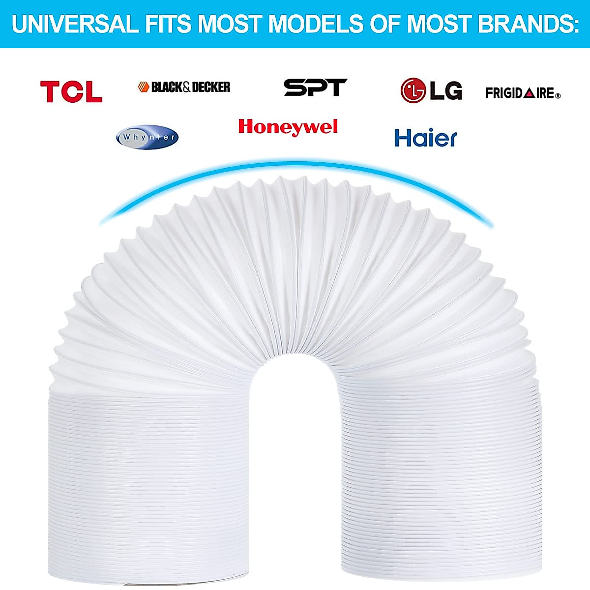 HVAC YELLOW HAT Portable Air Conditioner Exhaust Hose，Up to 80 Inch Length 5.9" Diameter, Anti-Clockwise Thread