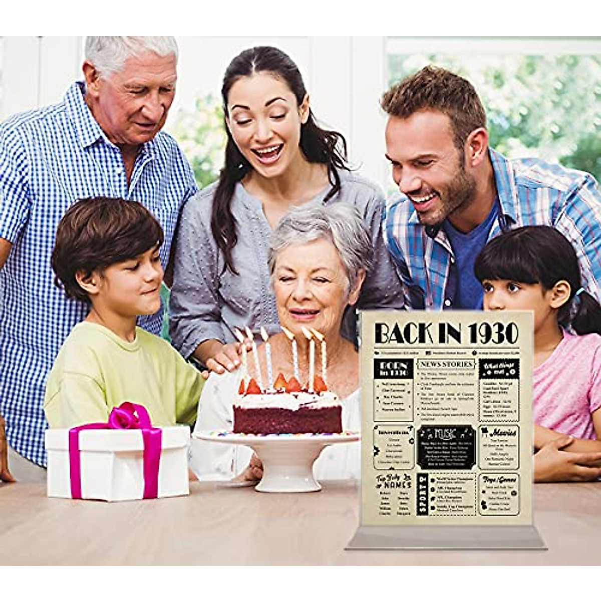 Back in 1930 Birthday Card [8x10 Inch] - 93rd Birthday Decoration for Grandmother or Grandpa 93 Years Old - 93rd Funny Birthday Gift for Women or Men - Table Centerpiece [Unframed Poster]