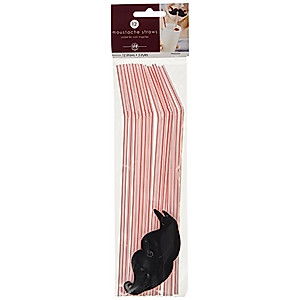 amscan Moustache Straws | 12 Ct.,Multi Color,9 1/4"