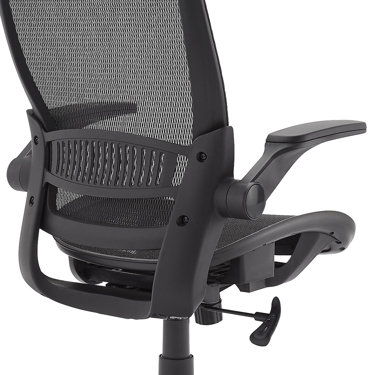 Amazon Basics Ergonomic Adjustable High-Back Mesh Chair with Flip-Up Arms and Headrest, Contoured Mesh Seat - Black
