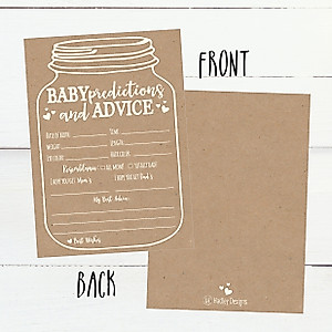 Hadley Designs 50 Mason Jar Advice and Prediction Cards Baby Shower Game, New Mom & Dad Card or Mommy & Daddy To Be, For Girl & Boy Babies, Fun Gender Neutral Shower Party Favors