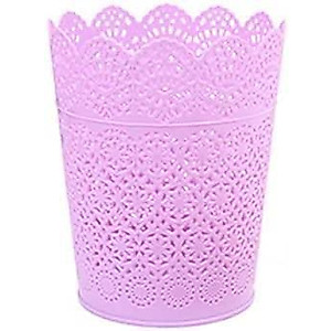 Krimo Plastic Slim Oval Trash Can, Wastebasket, Garbage Container Bin for Bathroom, Bedroom, Home Office(Purple)