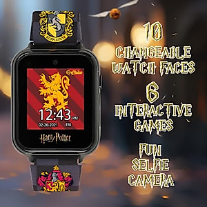 Accutime Harry Potter Educational Learning Touchscreen Kids Smartwatch - Black Strap, Toy - Girls, Boys, Toddlers - Selfie Cam, Games, Alarm, Calculator, Pedometer (Model: HP4107AZ)