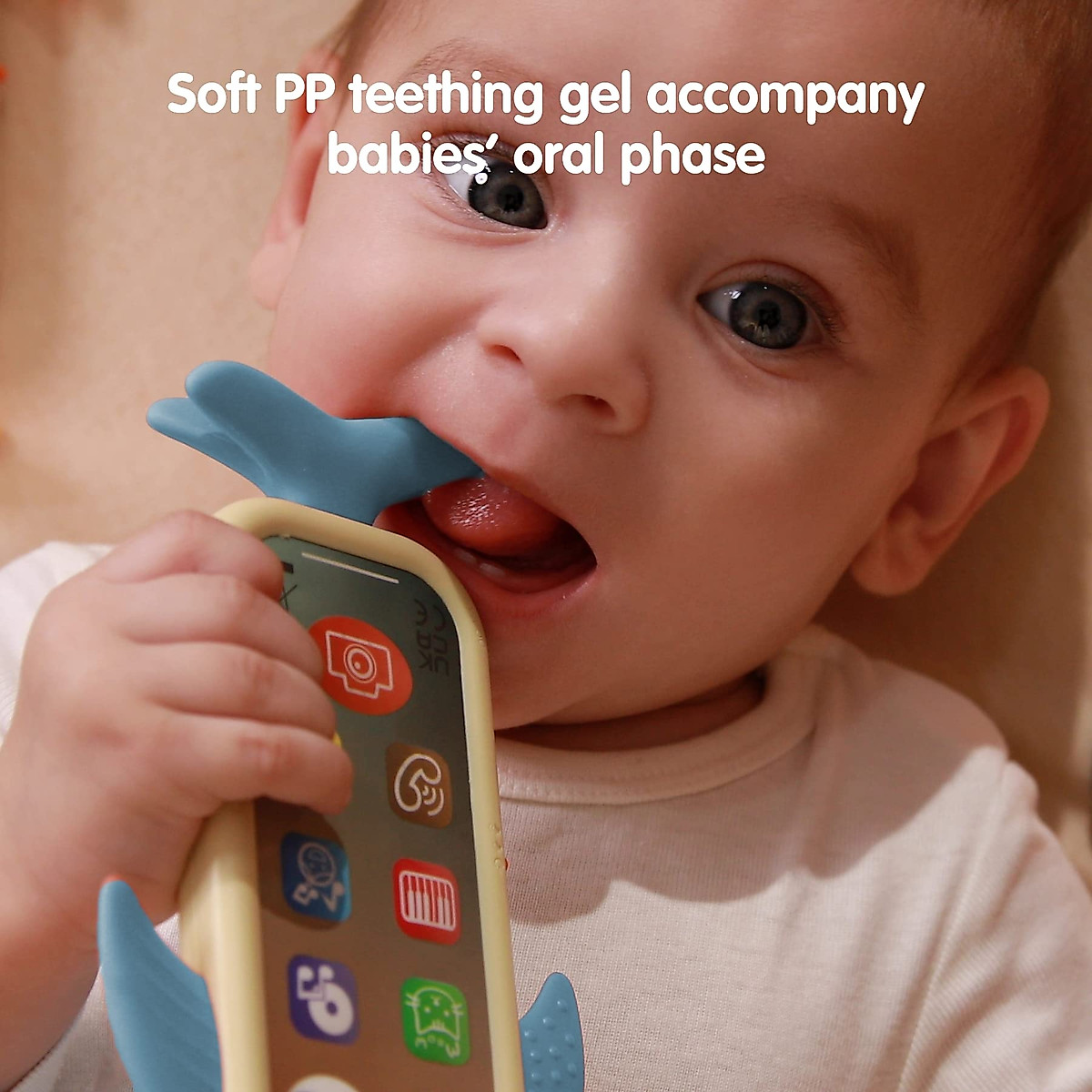 TUMAMA Baby Phone Toys, Kids Phone with Music, Lights, Chewy Teether and Rechargeable Batteries with Recording and Playback Functions, Best Pretend Phone Gift for Toddlers 1-3