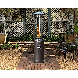 Golden Flame Resort Model 40,000 BTU Round Spiral-Flame Glass Tube Patio Heater with Rich-Mocha Finish (Propane)
