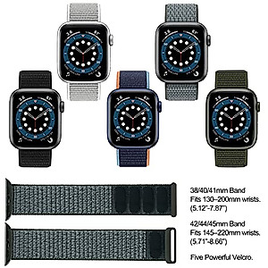 ENJINER 5 Pack Sport Loop Band Compatible with Apple Watch 42mm 44mm 45mm iWatch SE Series 7 6 5 4 3 2 1, Nylon Weave Women Men Stretchy Elastic Braided Replacement Wristband Strap, 5 Pack C 42/44/45