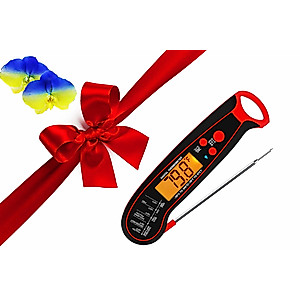 KUKVINA Instant Read Meat Thermometer for Cooking,Upgraded Waterproof Fast & Precise Digital Food Thermometer with Backlight, Magnet, Calibration, and Foldable Probe for Grill, BBQ,Roast Turkey