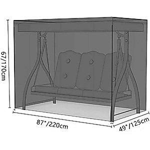 Outdoor Swing Cover 420D Waterproof 3 Triple Seater Hammock Swing Glider Canopy Replacement Cover 87”Lx49”Wx67”H Durable All Weather Protection Patio Furniture Covers(Black)