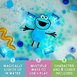 Glo Pals x Sesame Street Water-Activated Light-Up Cubes for Sensory Play (Cookie Monster - Cubes Only)