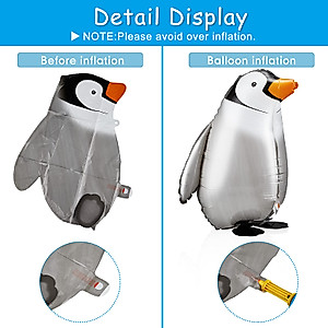 6 Pieces Walking Penguin Balloons Penguin Foil Balloons Pet Walking Animal Balloons Helium Balloons for Baby Shower Birthday Party Decoration Supplies