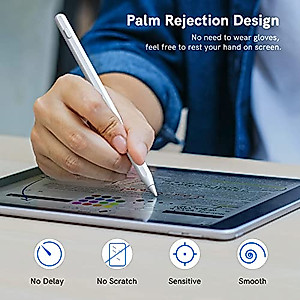 iPad Pencil 2nd Generation with Magnetic Wireless Charging, Stylus Pen for iPad with Palm Rejection, Compatible with iPad Mini 6, iPad Air 5/4, iPad Pro 11" 3/2/1, iPad Pro 12.9" 6/5/4/3