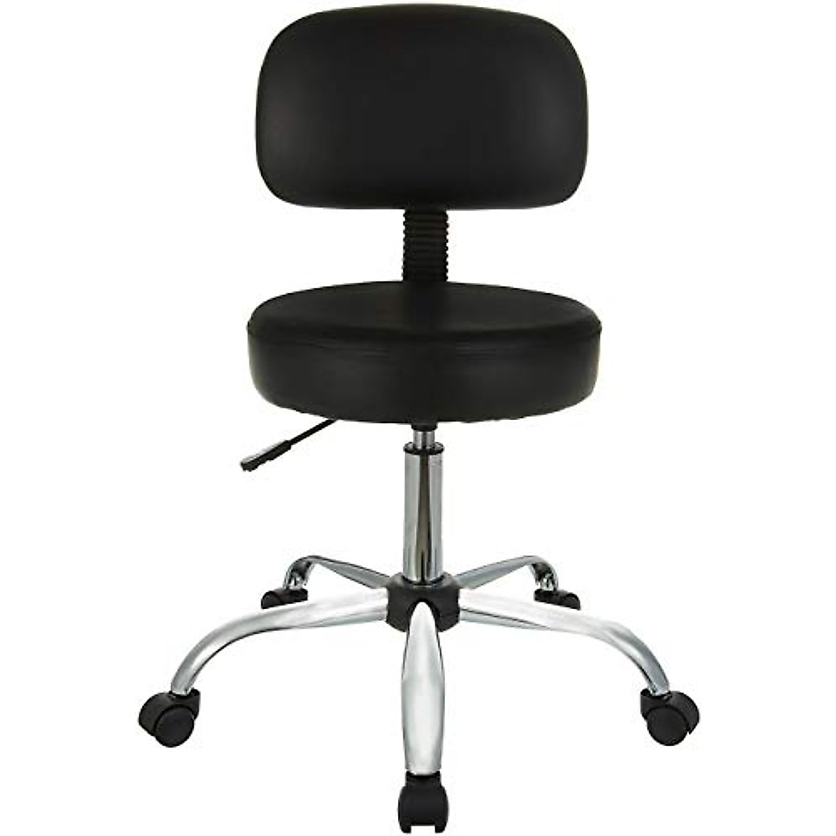Amazon Basics Multi-Purpose Drafting Spa Bar Stool with Back Cushion and Wheels - Black