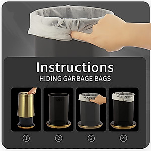 BRIEFHUMAN Household Swing Black Bathroom Trash Can，Brushed Stainless Steel，10 L/3 Gallen，Garbage Can with Flipping Lid， for Indoor or Commercial Use, Kitchen,Modern，Living Room,Bedroom