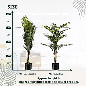 SeelinnS Artificial Trees Artificial ​Palm Tree Artificial Plants for Home Decor Indoors and Outdoors 4FT Fake Plants Tall Artificial Plants with 14 Artificial Leaves and Plastic Nursery Pot (2 Pack)
