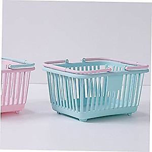 Storage Basket Kids Snack Container Kids Bath Bunny for Kids 2pcs Plastic Storage Baskets with Handles Small Basket Kids Grocery Cart Handheld Shopping Basket Make up
