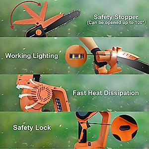 Mini Chainsaw 8 Inch, Cordless Mini Chainsaw Battery Powered with 24V 10000mAh Rechargeable Battery, 3.4Lb One-Hand Use Electric Chainsaw, Handheld Chainsaw for Tree Trimming Wood Cutting