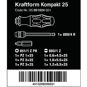 Wera Tool-Check Plus Bit Ratchet Set with Sockets + Kraftform Kompakt 25 Pouch Set