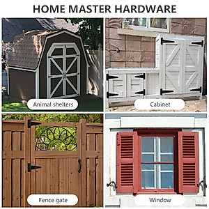 HOME MASTER HARDWARE 8 in Heavy Duty Decorative T Strap Hinge Shed Storage Gate Barns Tee Hinges with Screws Black Finish 6 Pack