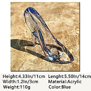 GIMURM Crystal Slipper, Princess Inspired Decorative Sculpture, Birthday Gift, Home Decor, Table Serving, Wedding Shoe Figurines, Miniatures Ornament (Blue)